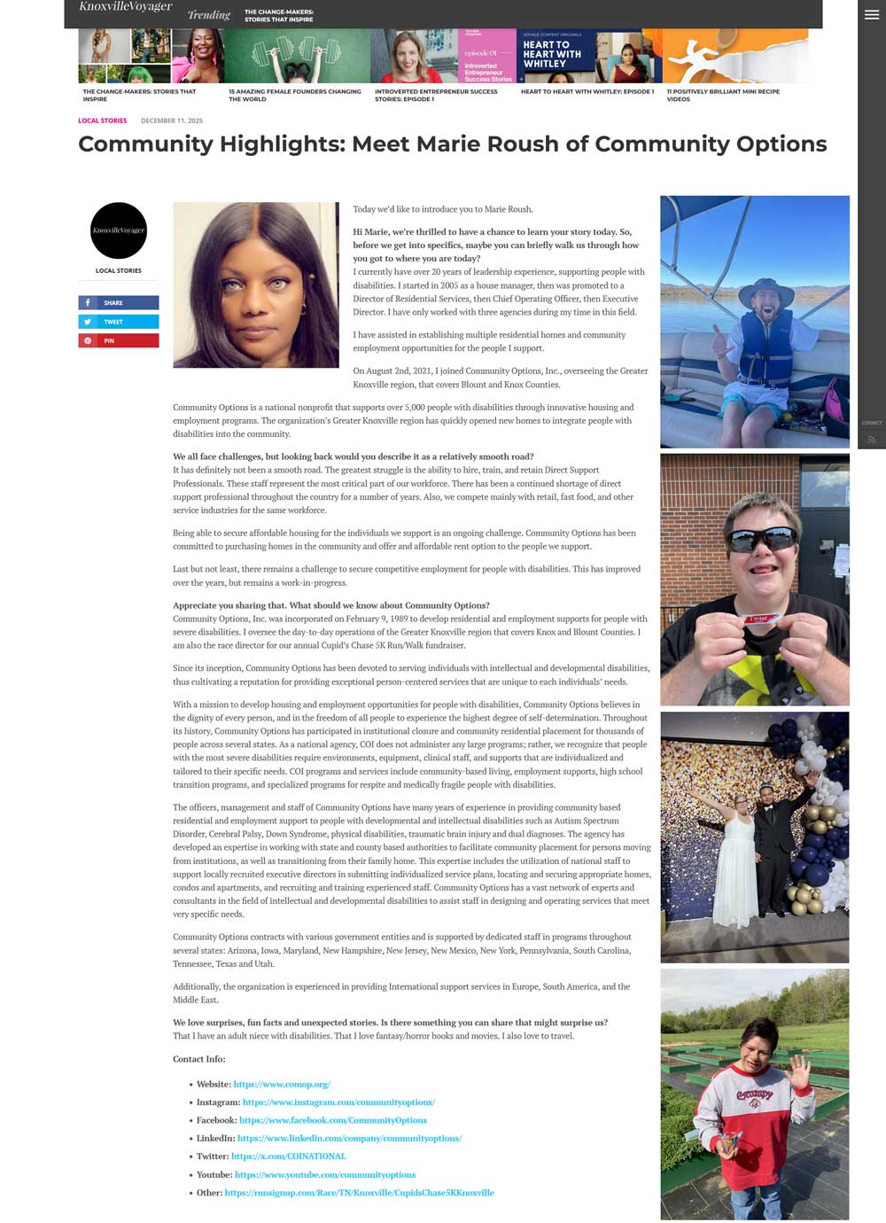 Community Highlights: Meet Marie Roush of Community Options | Community Options, Inc.